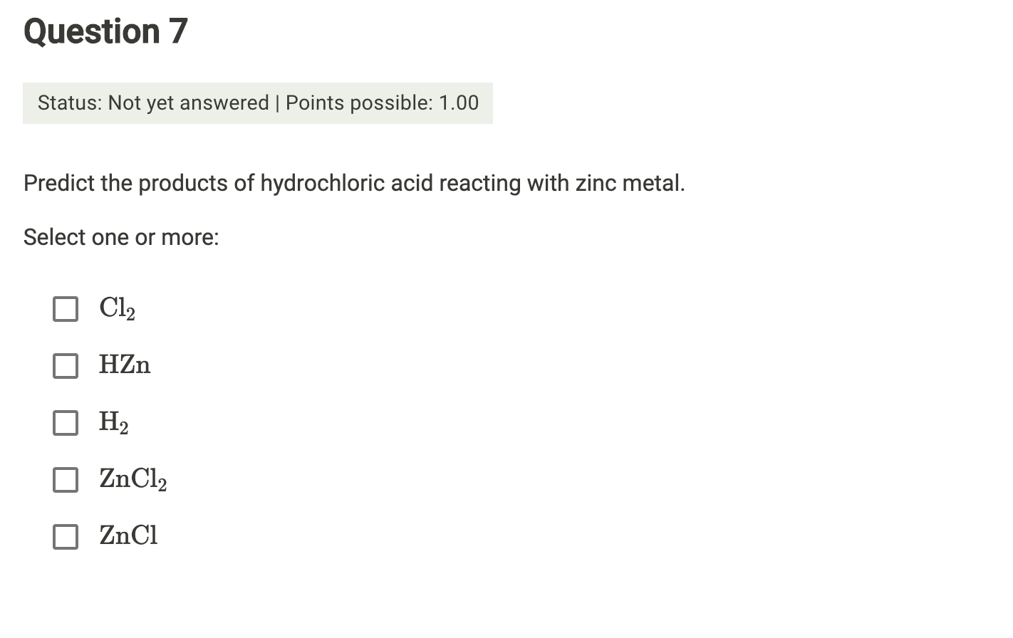 Solved Question 7 Status: Not yet answered | Points | Chegg.com