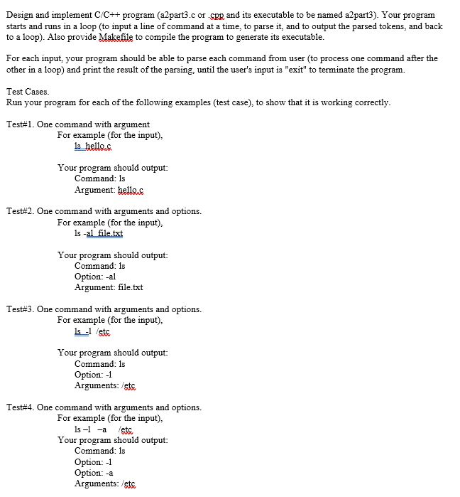 Solved Design and implement C/C++ program (a2part3.c or spp | Chegg.com