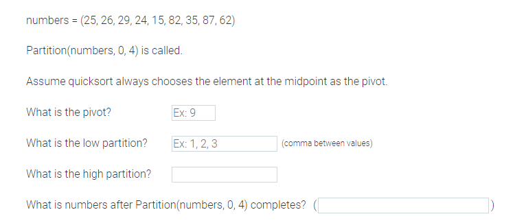 Solved numbers =(25,26,29,24,15,82,35,87,62) | Chegg.com