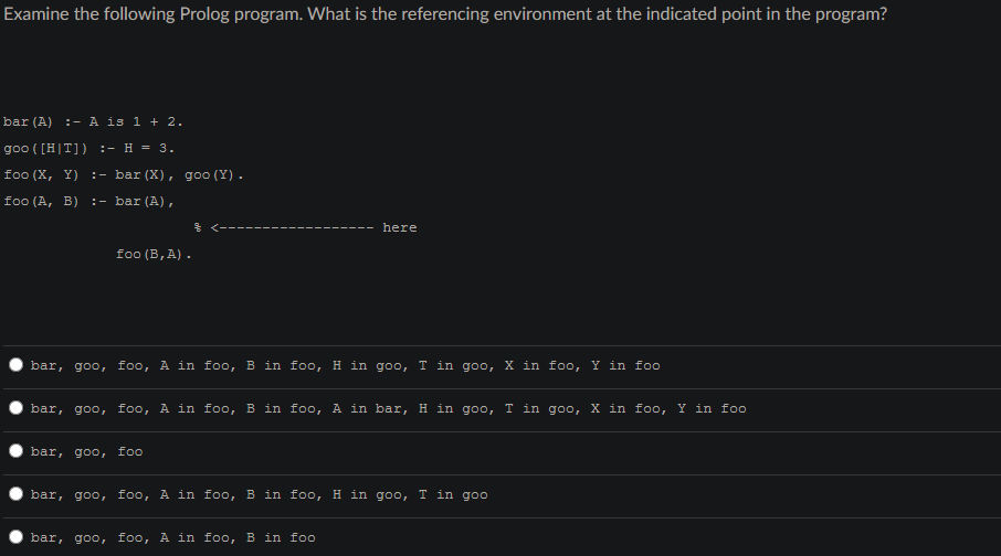 Examine the following Prolog program. What is the | Chegg.com