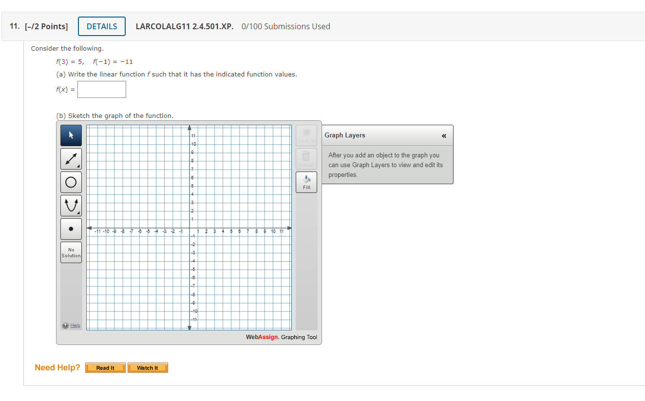 Solved Consider the following. f(3) = 5, f(−1) = −11 (a) | Chegg.com