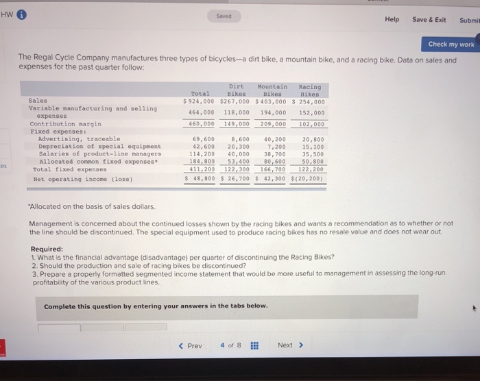 Solved Hw Saved Help Save&Exit Submit Check my work The | Chegg.com