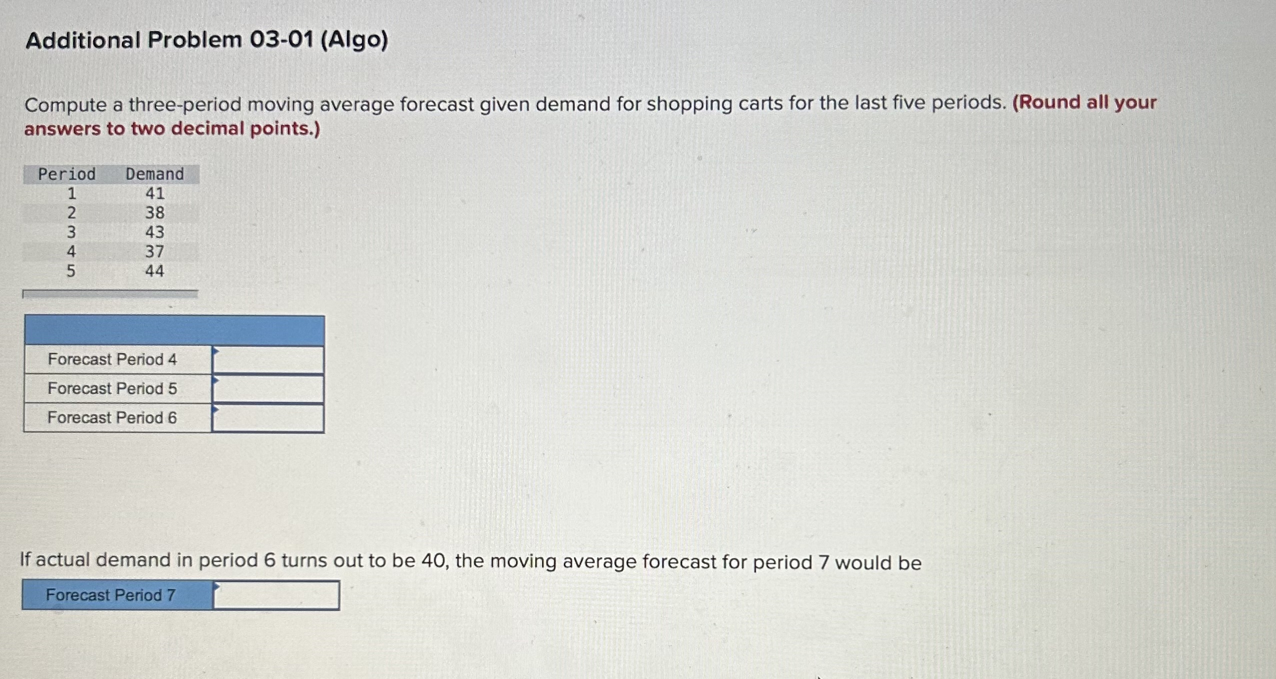 Solved Compute a three-period moving average forecast given | Chegg.com