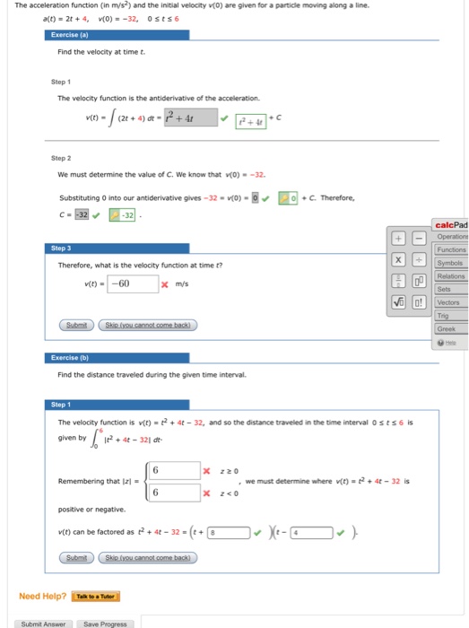 Solved The Acceleration Function In M S 2 And The Initial