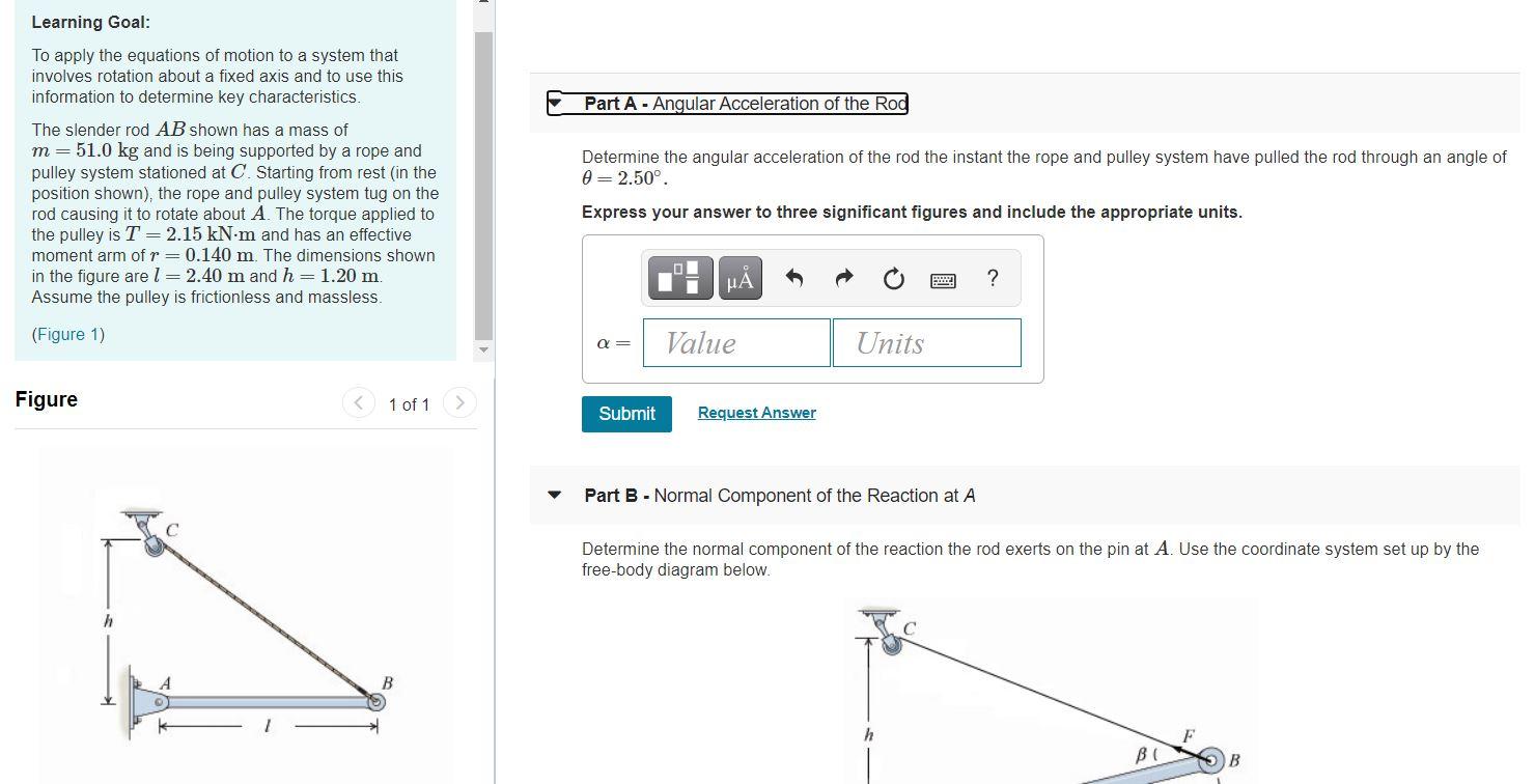 Solved Part A - Angular Acceleration of the Rod Learning | Chegg.com