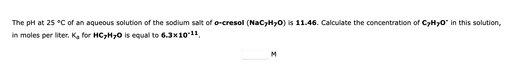 Solved The pH at 25∘C of an aqueous solution of the sodium | Chegg.com