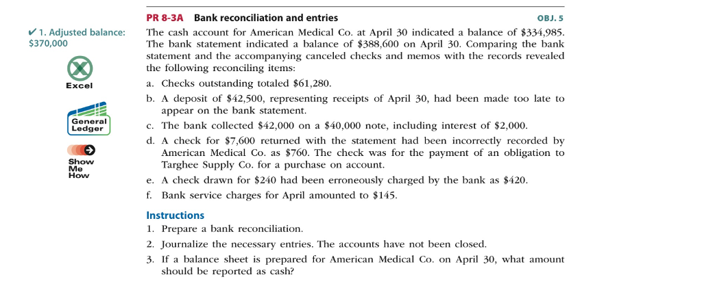 Solved PR 8-3A Bank reconciliation and entries OBJ. 5 1. | Chegg.com