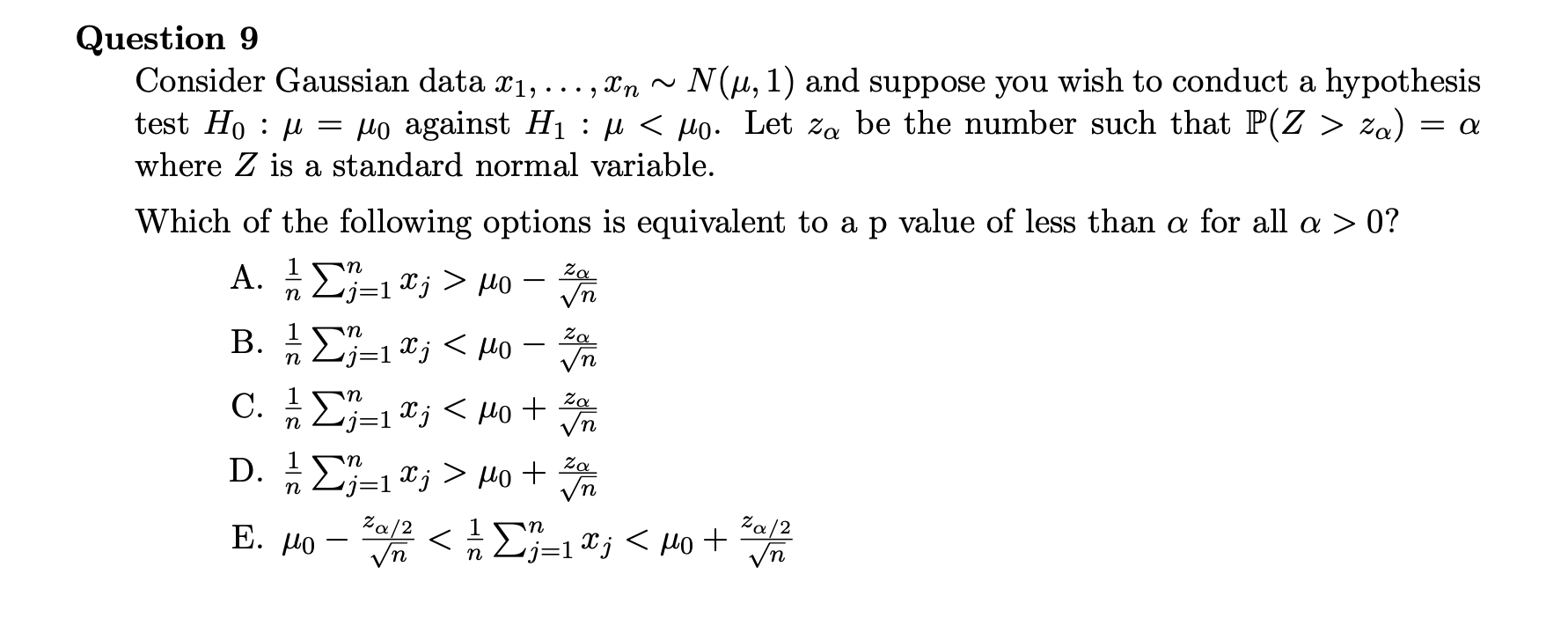 Solved Consider Gaussian data \\( x_{1}, \\ldots, x_{n} | Chegg.com