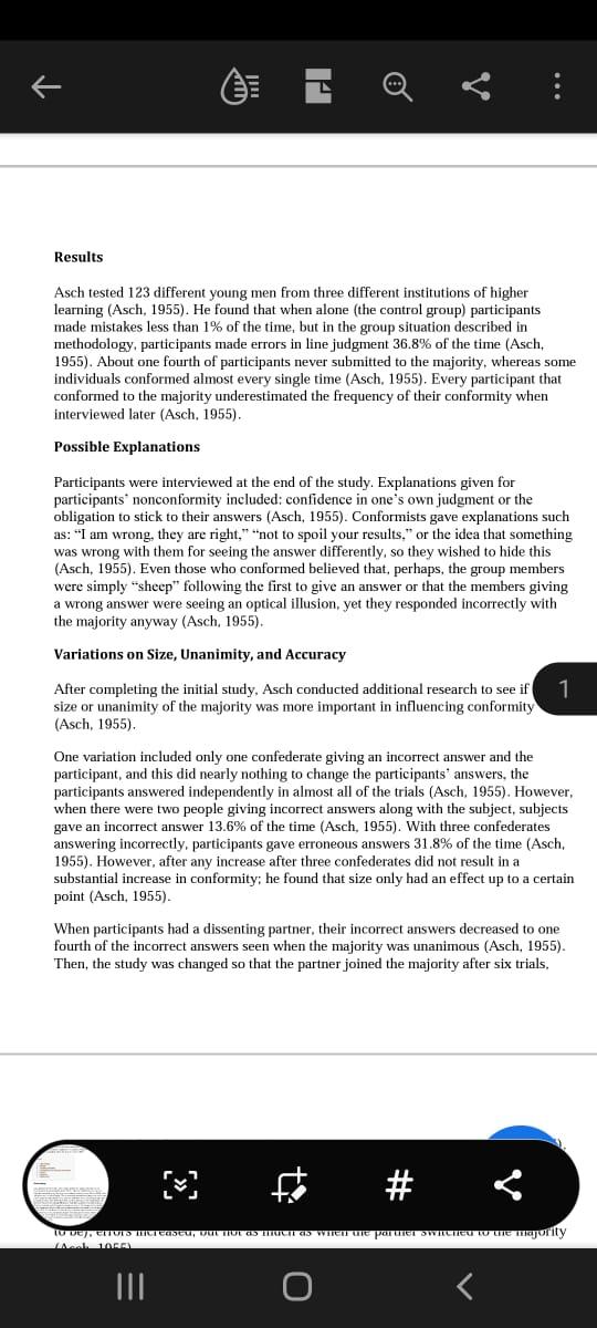 Solved I 1 Asch's Conformity Study From PsychWiki - A | Chegg.com