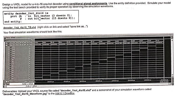 Solved Design a VHDL model for a 4-to-16 one-hot decoder | Chegg.com