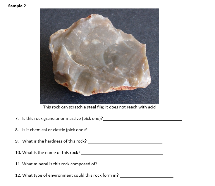 Solved Sample 2 This rock can scratch a steel file; it does | Chegg.com