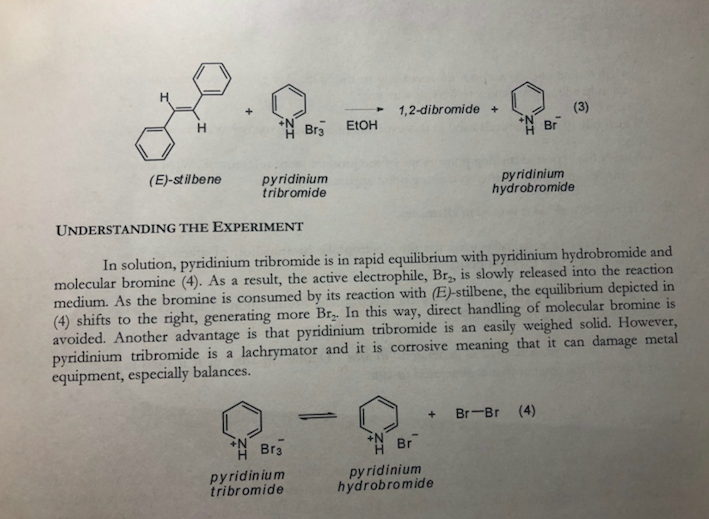 Solved -1,2-dibromide + (E)-stilbene pyridinium tribromide | Chegg.com