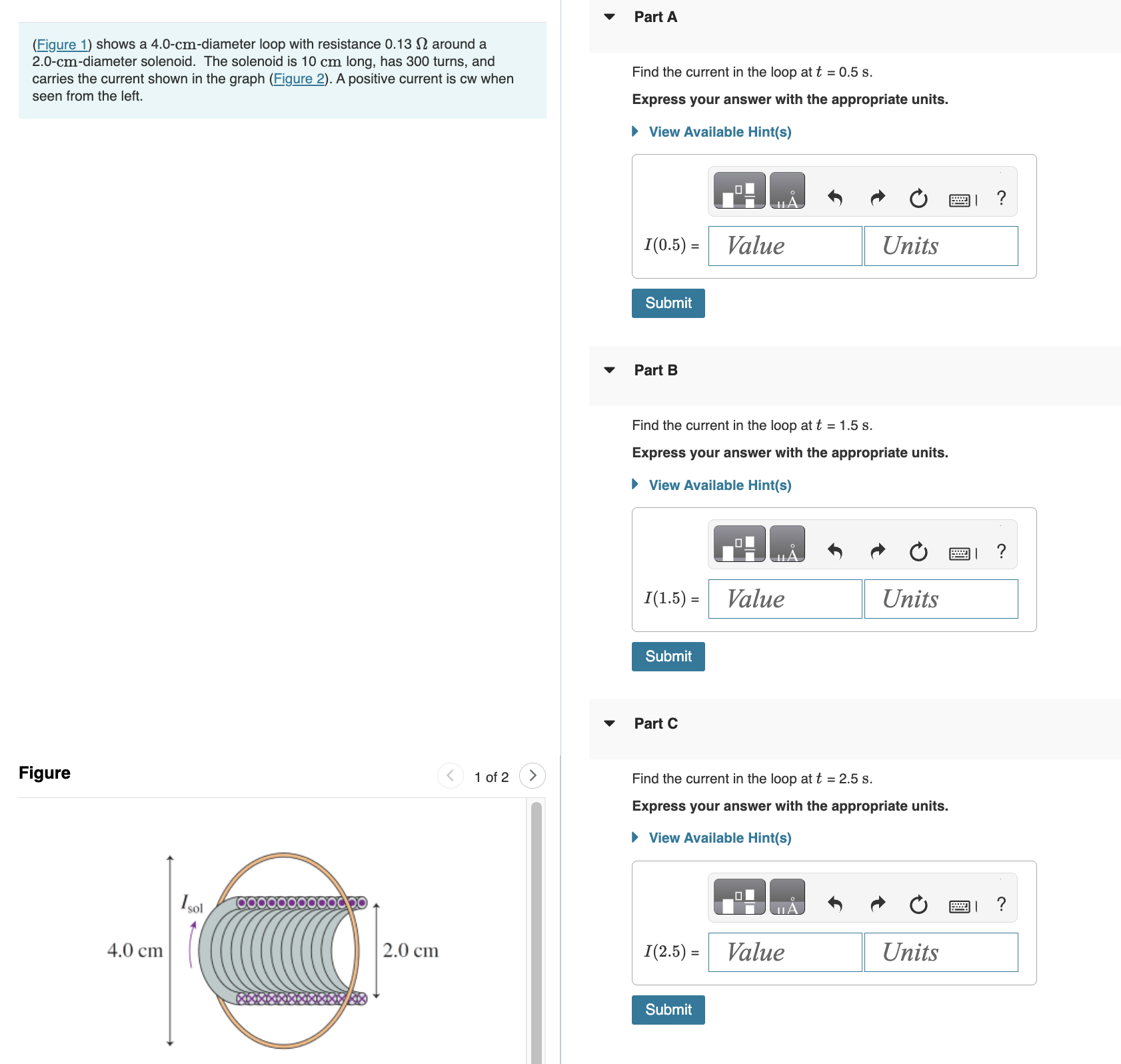 Solved (Figure 1) shows a 4.0-cm-diameter loop with | Chegg.com