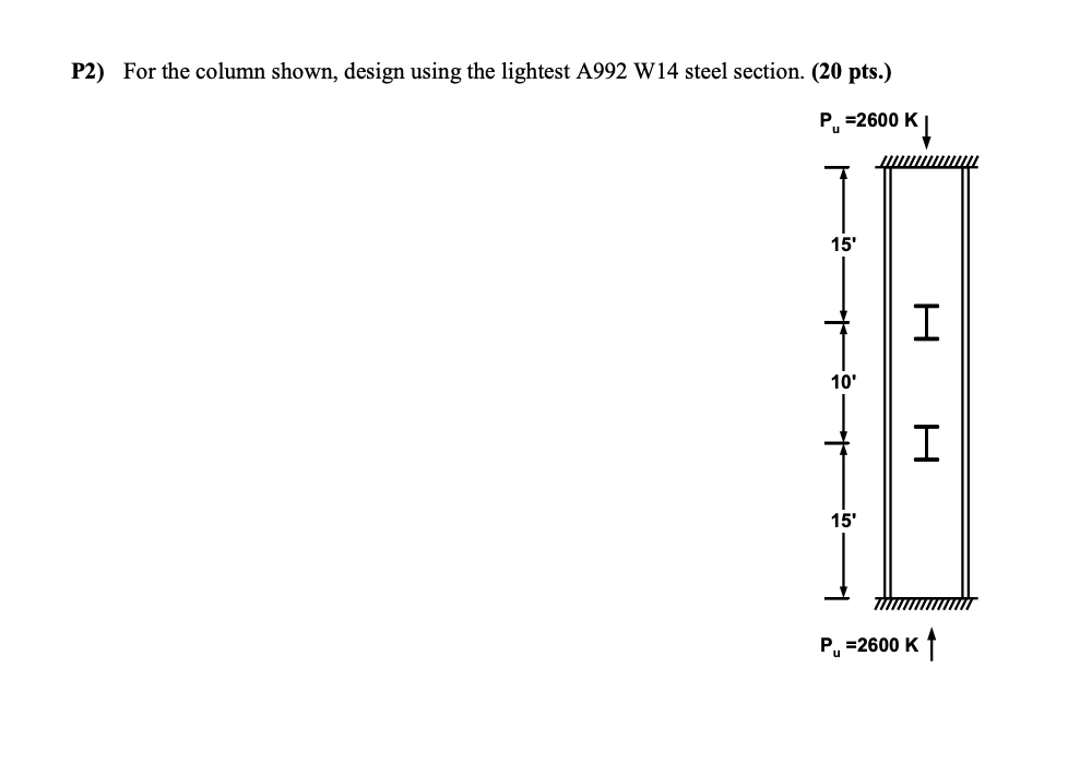Solved P2) For the column shown, design using the lightest | Chegg.com
