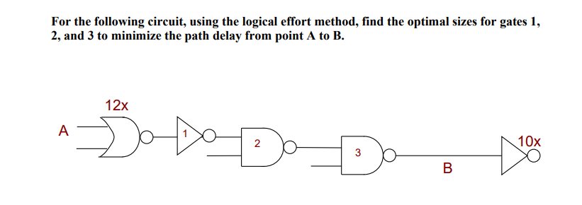 Solved For the following circuit, using the logical effort | Chegg.com