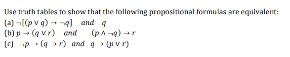 Solved Use truth tables to show that the following | Chegg.com