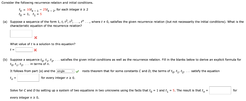 Solved Consider the following recurrence relation and | Chegg.com
