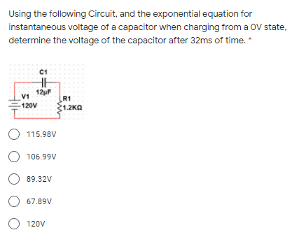 Solved Using the following Circuit, and the exponential | Chegg.com