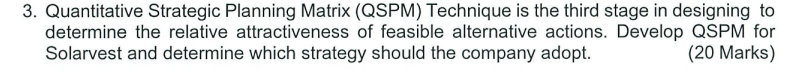 Solved 3. Quantitative Strategic Planning Matrix (QSPM) | Chegg.com