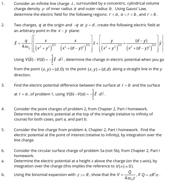 1. Consider an infinite line charge λ, surrounded by | Chegg.com