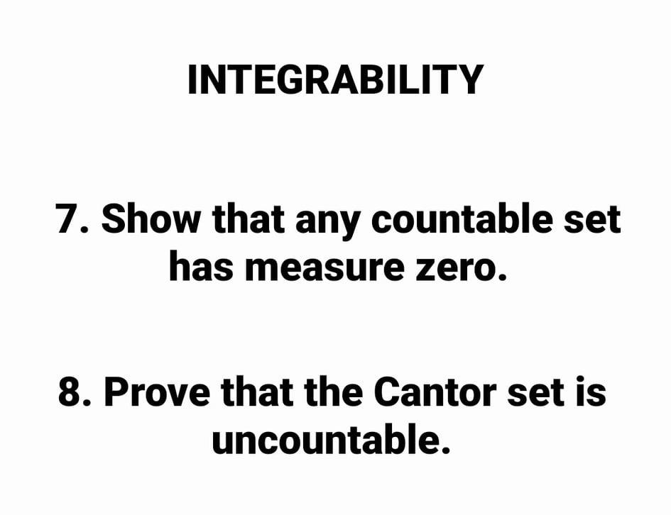 Solved INTEGRABILITY 7. Show that any countable set has | Chegg.com