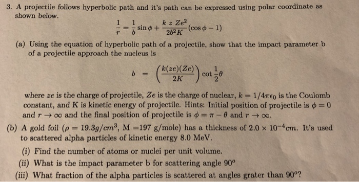 Solved 3. A projectile follows hyperbolic path and it's path | Chegg.com