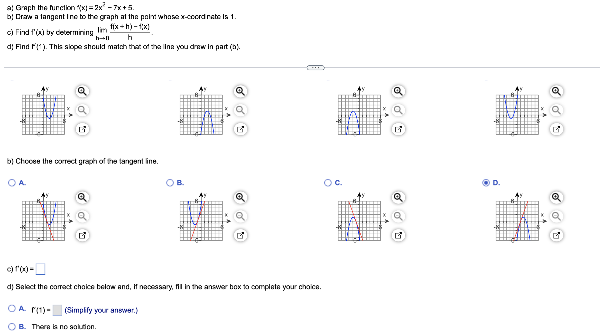 a) Graph the function f(x)=2x2−7x+5. b) Draw a | Chegg.com