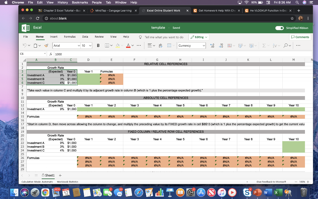 A Microsoft Excel spreadsheet is laid out in a grid | Chegg.com