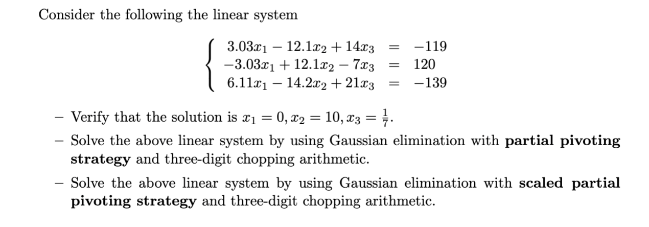 Solved Consider the following the linear system | Chegg.com