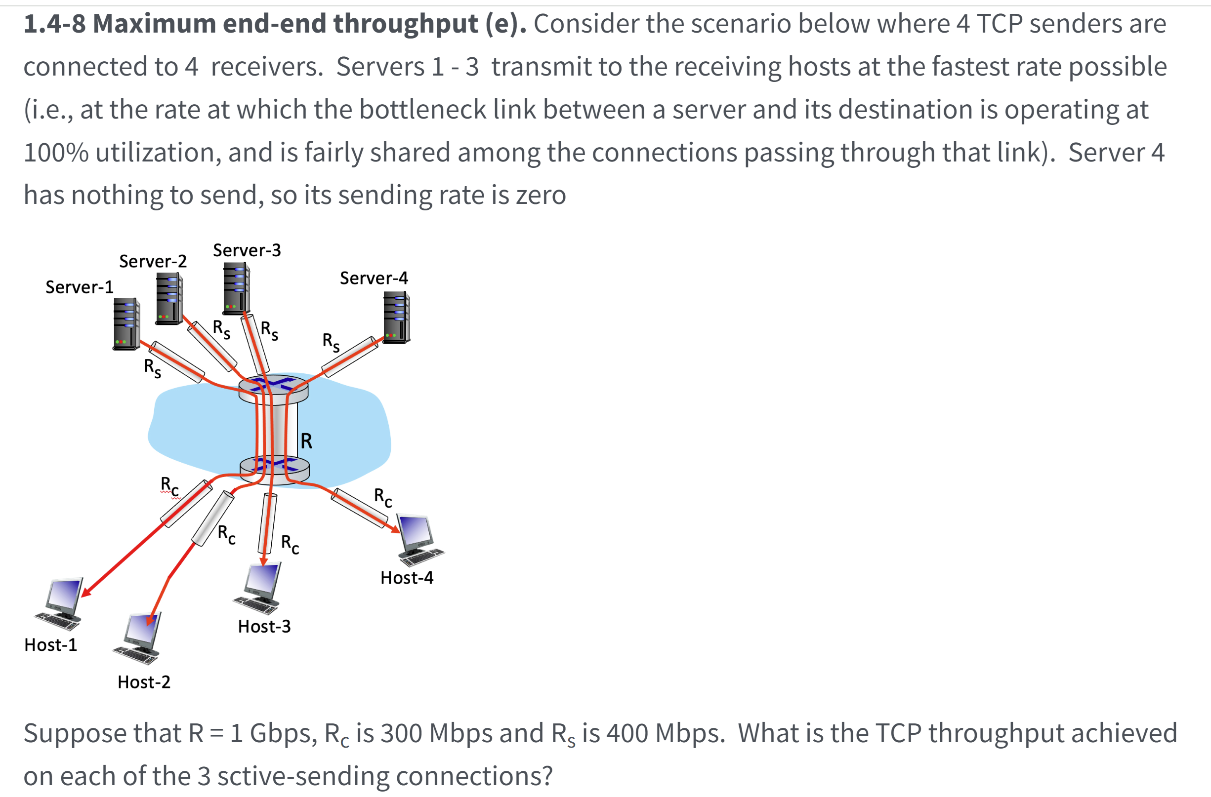Solved 1.4-8 Maximum end-end throughput (e). Consider the | Chegg.com