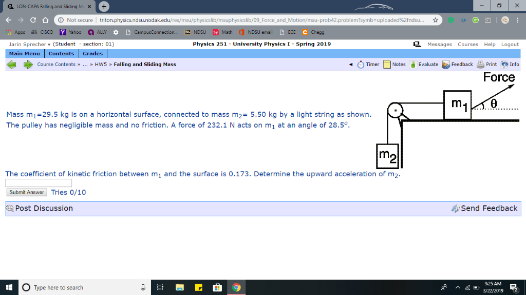 Solved LON-CAPA Faling and Sliding N + ⓘ Not secure I | Chegg.com