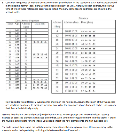 Solved 6. Consider a sequence of memory access references | Chegg.com