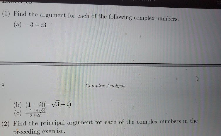 Solved UND (1) Find the argument for each of the following | Chegg.com