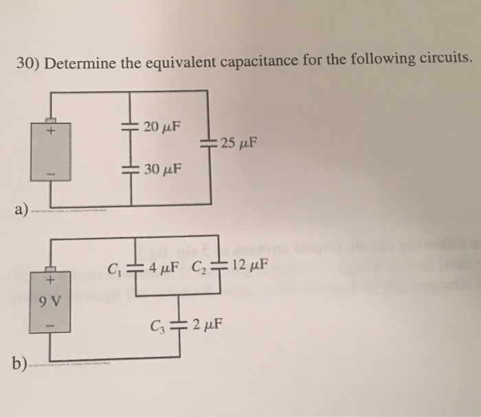 Solved 30) Determine the equivalent capacitance for the | Chegg.com