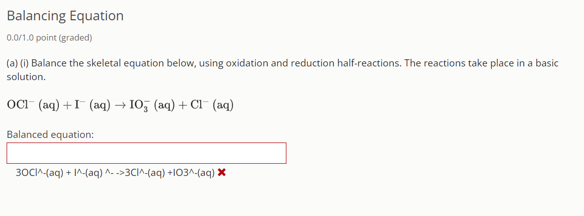 Solved a) (i) ﻿Balance the skeletal equation below, using | Chegg.com