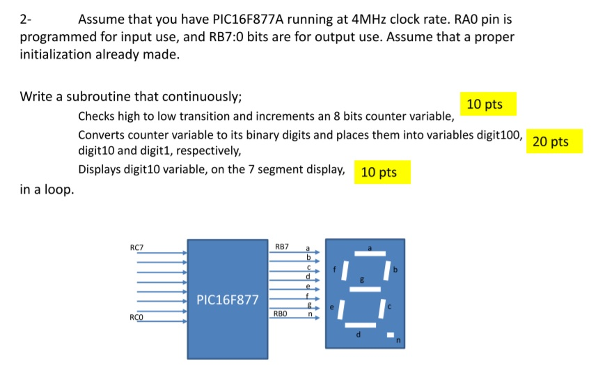 2 Assume that you have PIC16F877A running at 4MHz | Chegg.com