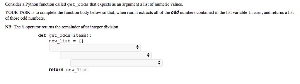 Solved Consider a Python function called get_odds that | Chegg.com