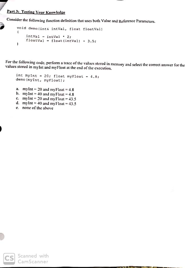 Solved Cosc 1336 Name Active Learning Exercise On Reference