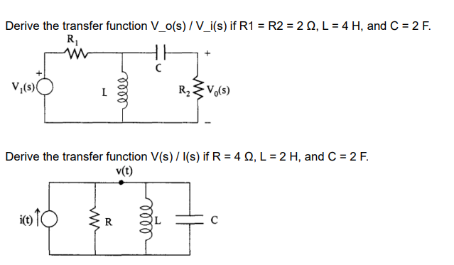 Solved Derive the transfer function V−o(s)/V−i(s) if | Chegg.com