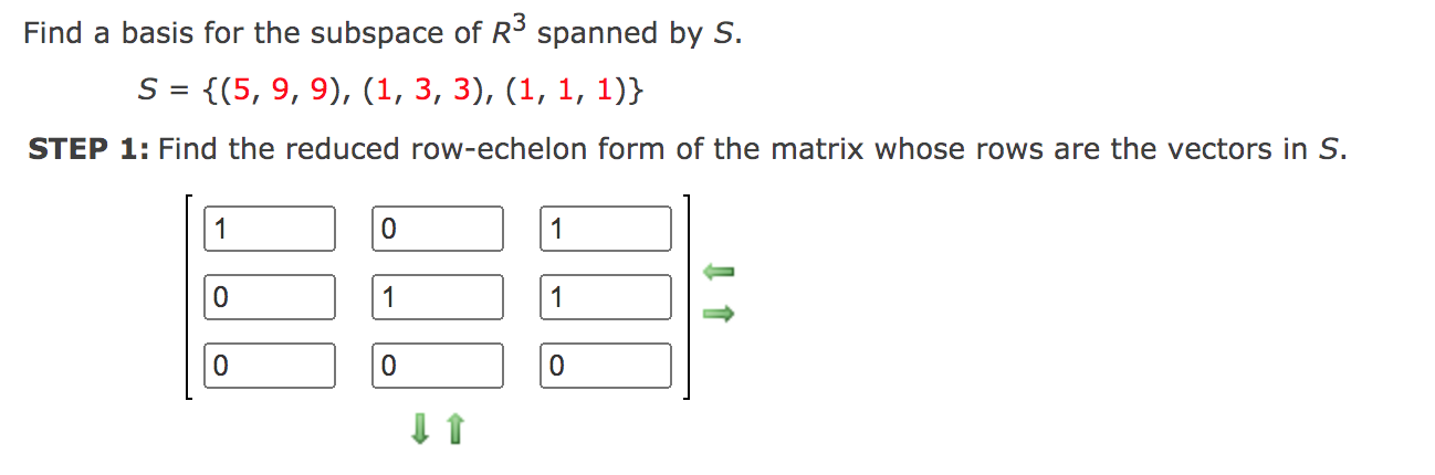 Solved Find a basis for the subspace of R3 spanned by S. S = | Chegg.com