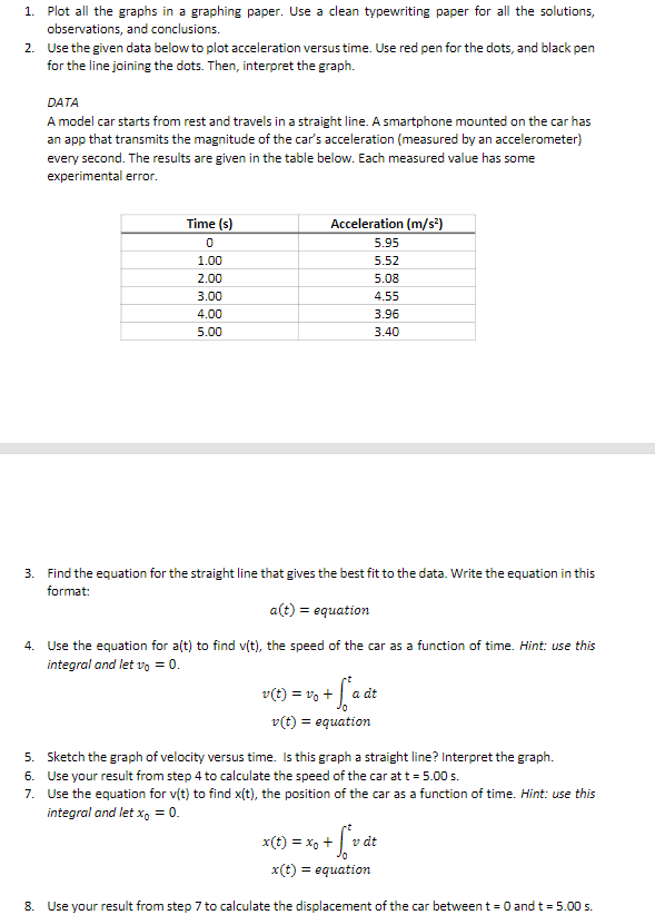 Solved 1. Plot all the graphs in a graphing paper. Use a | Chegg.com