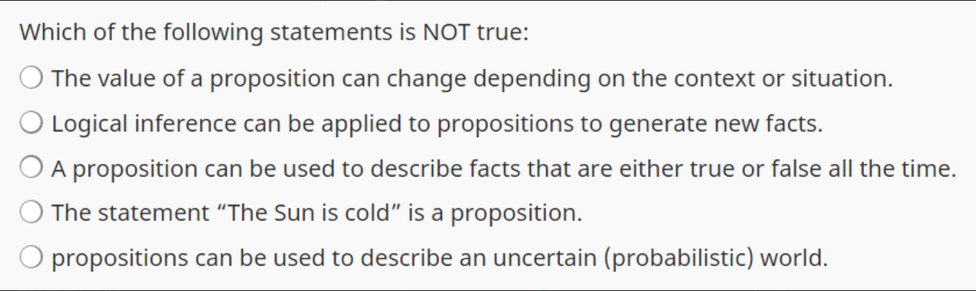 Solved Which of the following statements is NOT true: The | Chegg.com