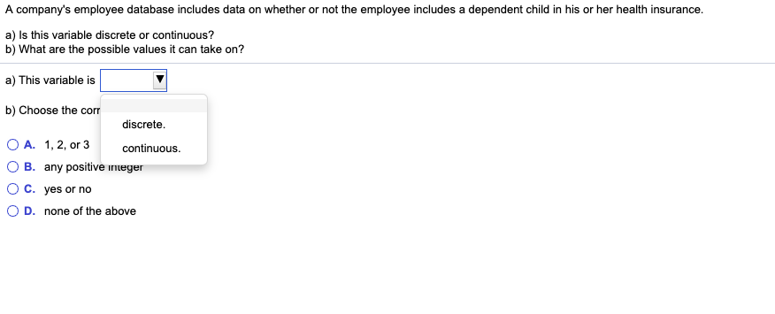 Solved A company's employee database includes data on | Chegg.com