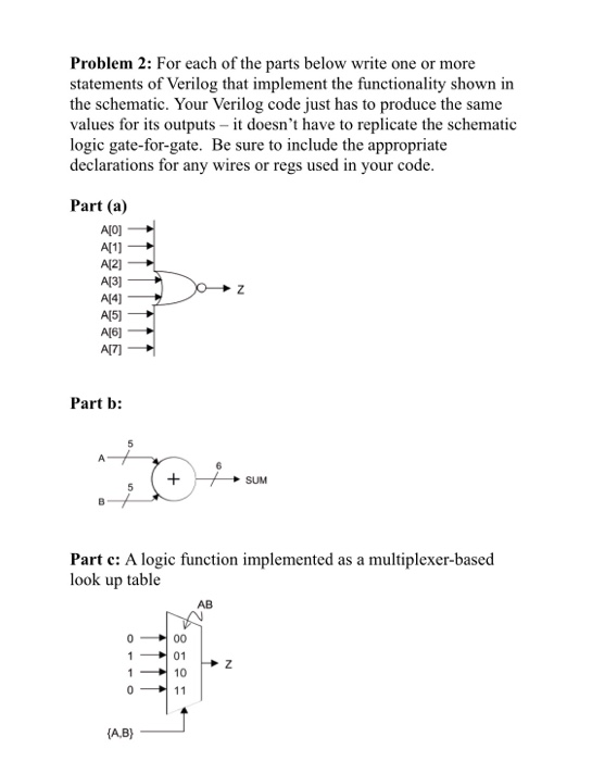 Solved Problem 2: For each of the parts below write one or | Chegg.com