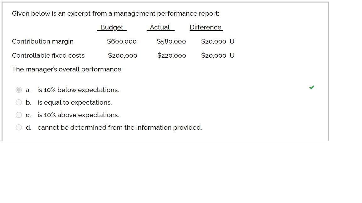 Solved Given below is an excerpt from a management | Chegg.com