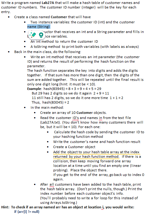 Solved Write A Program Named Lab27a That Will Make A Hash 0168