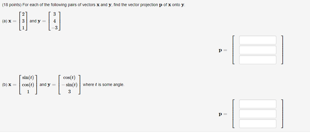 Solved (18 points) For each of the following pairs of | Chegg.com