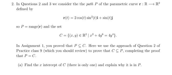 Solved In Questions 2 and 3 we consider the the path P of | Chegg.com