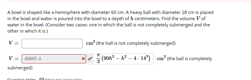Solved A bowl is shaped like a hemisphere with diameter 60 | Chegg.com