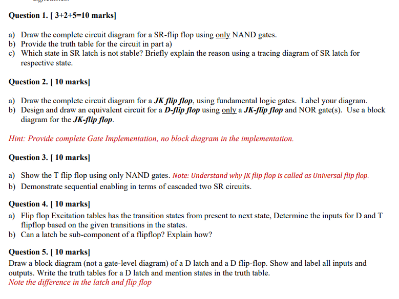 Solved Question 1. [ 3+2+5=10 marks] a) Draw the complete | Chegg.com